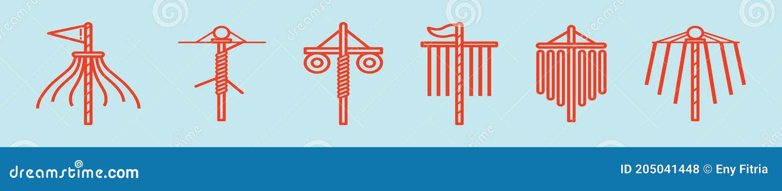 Set of Maypole Cartoon Icon Design Template with Various Models. Vector ...