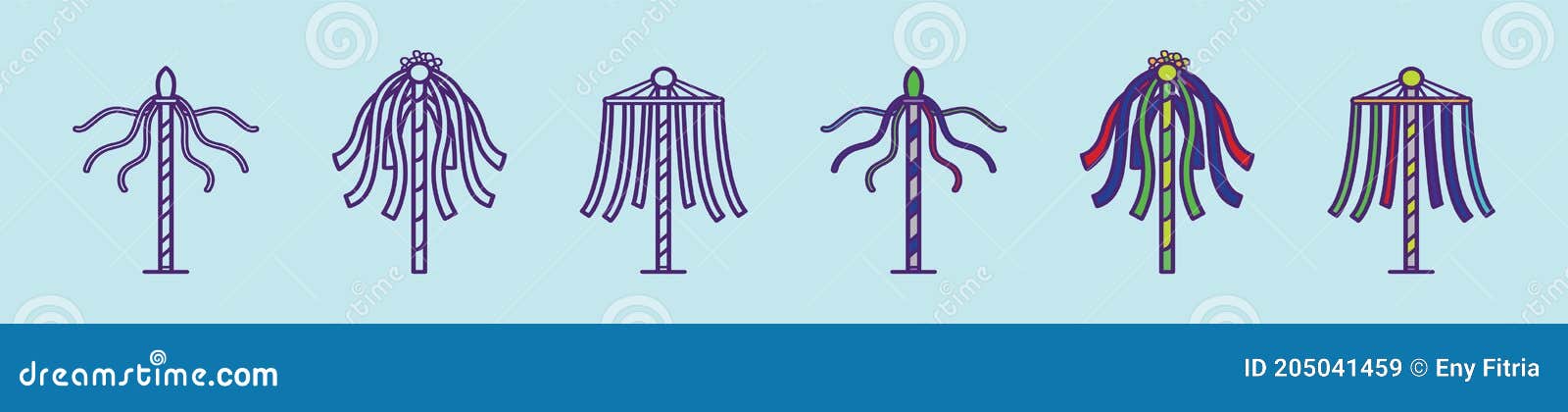 Set of Maypole Cartoon Icon Design Template with Various Models. Vector ...