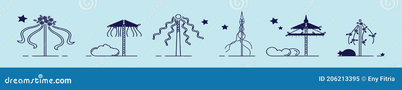 Set Of Maypole Cartoon Icon Design Template With Various Models. Vector ...