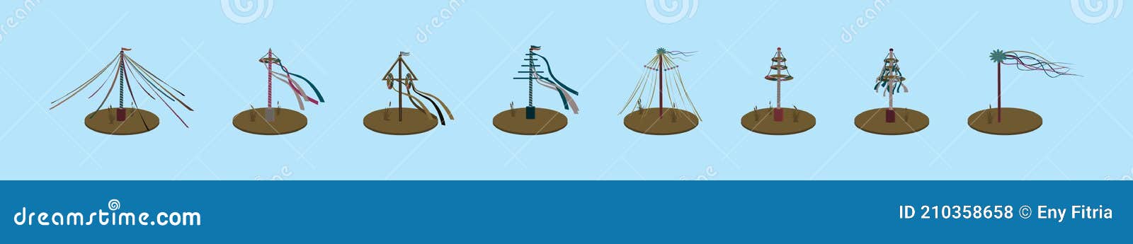 Set of Maypole Cartoon Icon Design Template with Various Models. Vector ...