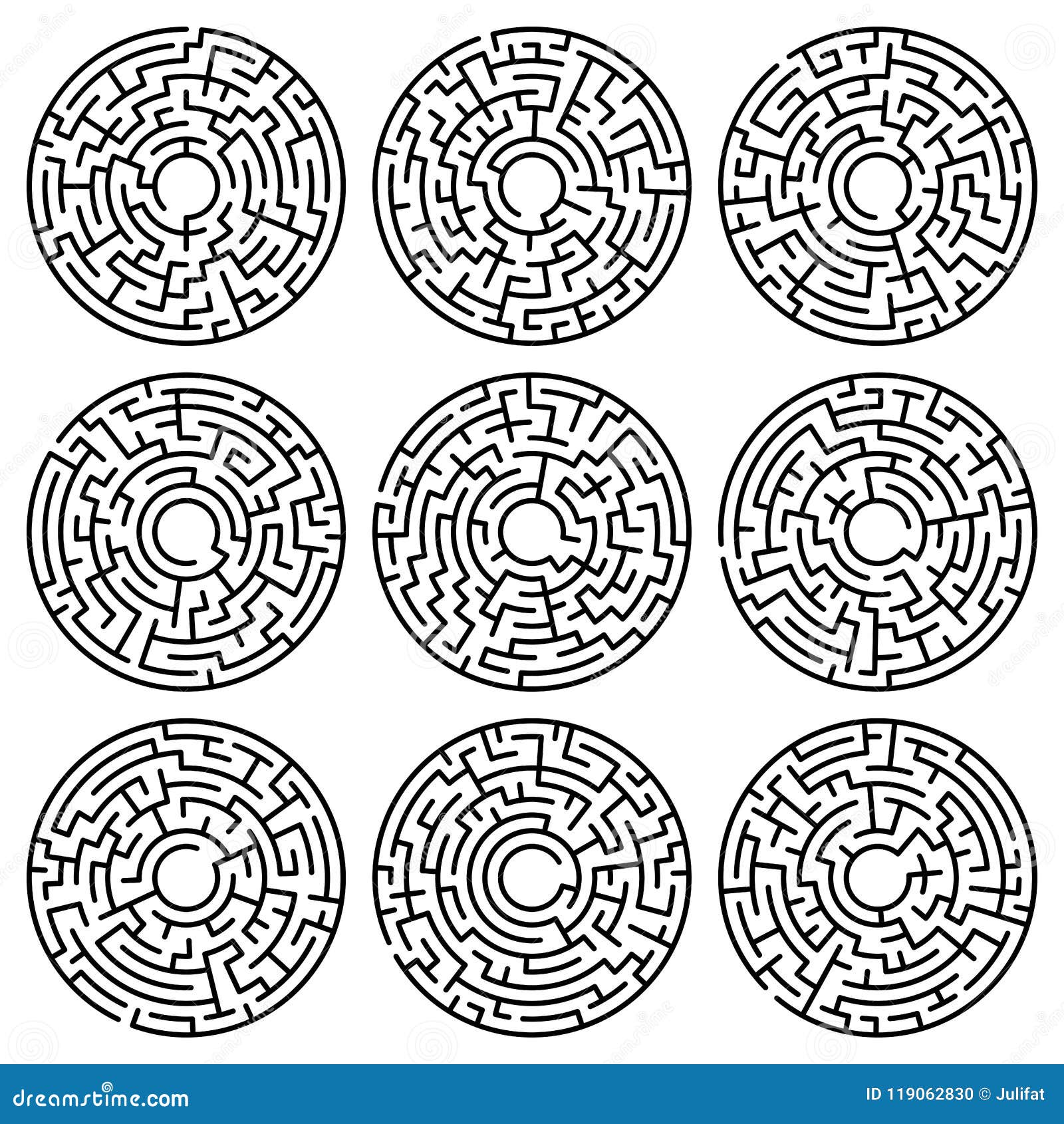 Circle Labyrinth Maze Game Vector Illustration | CartoonDealer.com #180943076