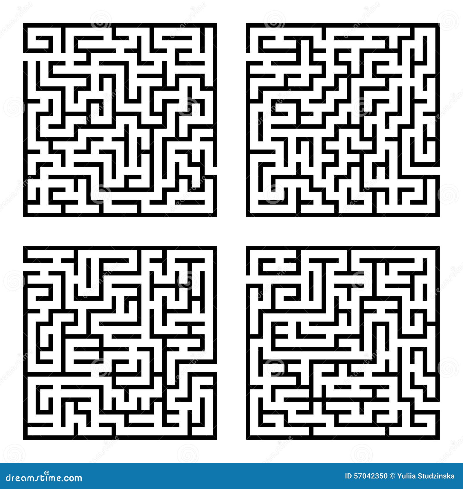 Set of mazes labyrinths. stock vector. Illustration of game - 57042350