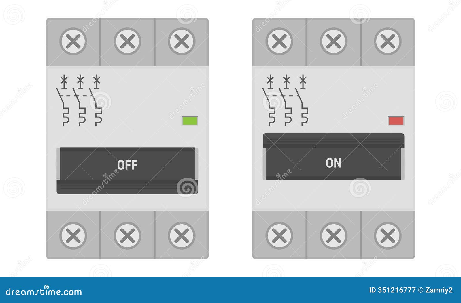 DIN Rail Mount Three Phase Voltage Monitoring Relay Cartoon Vector ...