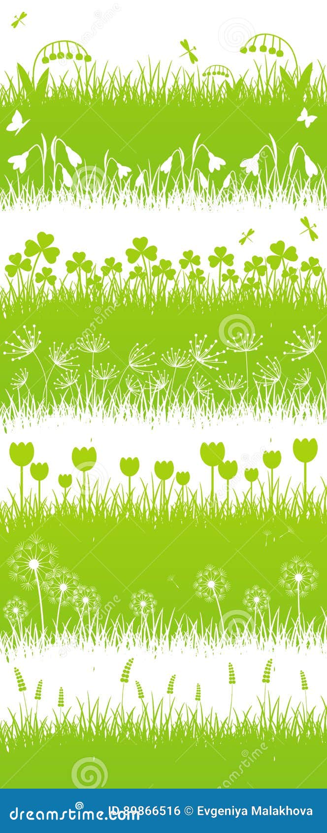 Set of 7 meadow borders stock vector. Illustration of fresh - 89866516