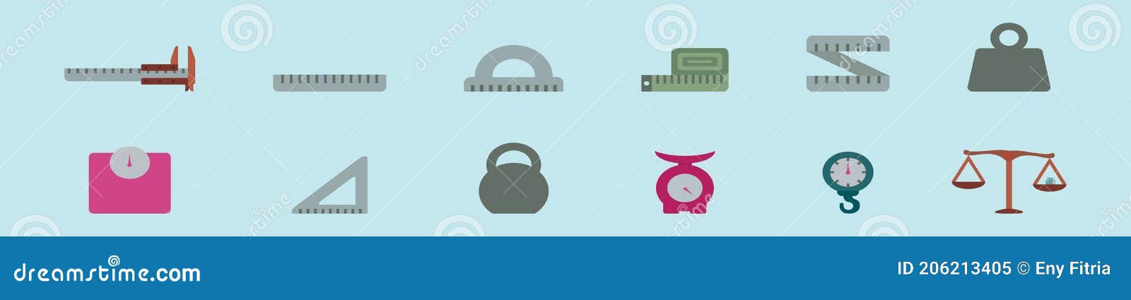 Set of Measurement Tools Cartoon Icon Design Template with Various ...