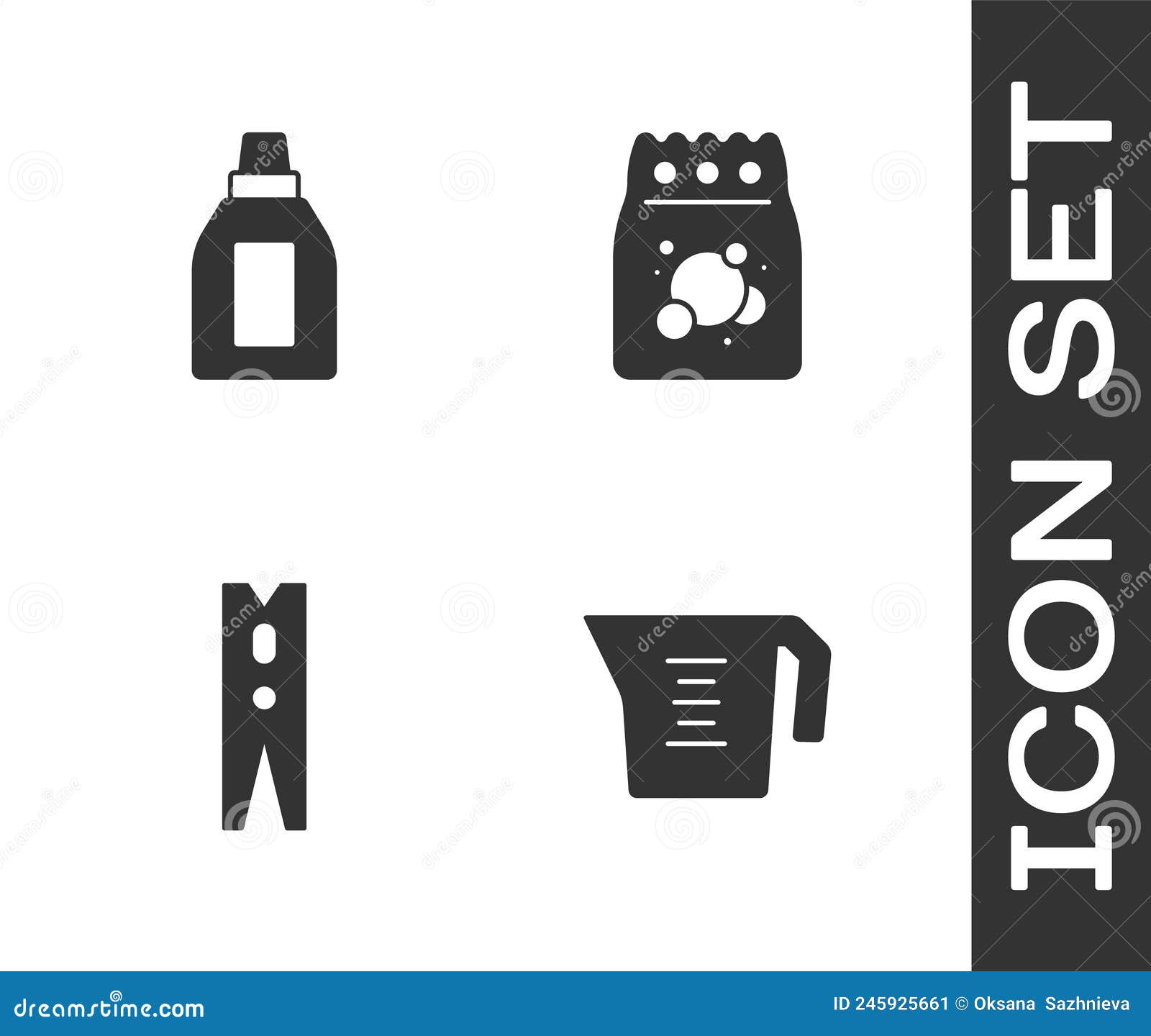 Set Measuring Cup, Bottle for Cleaning Agent, Clothes Pin and Laundry ...