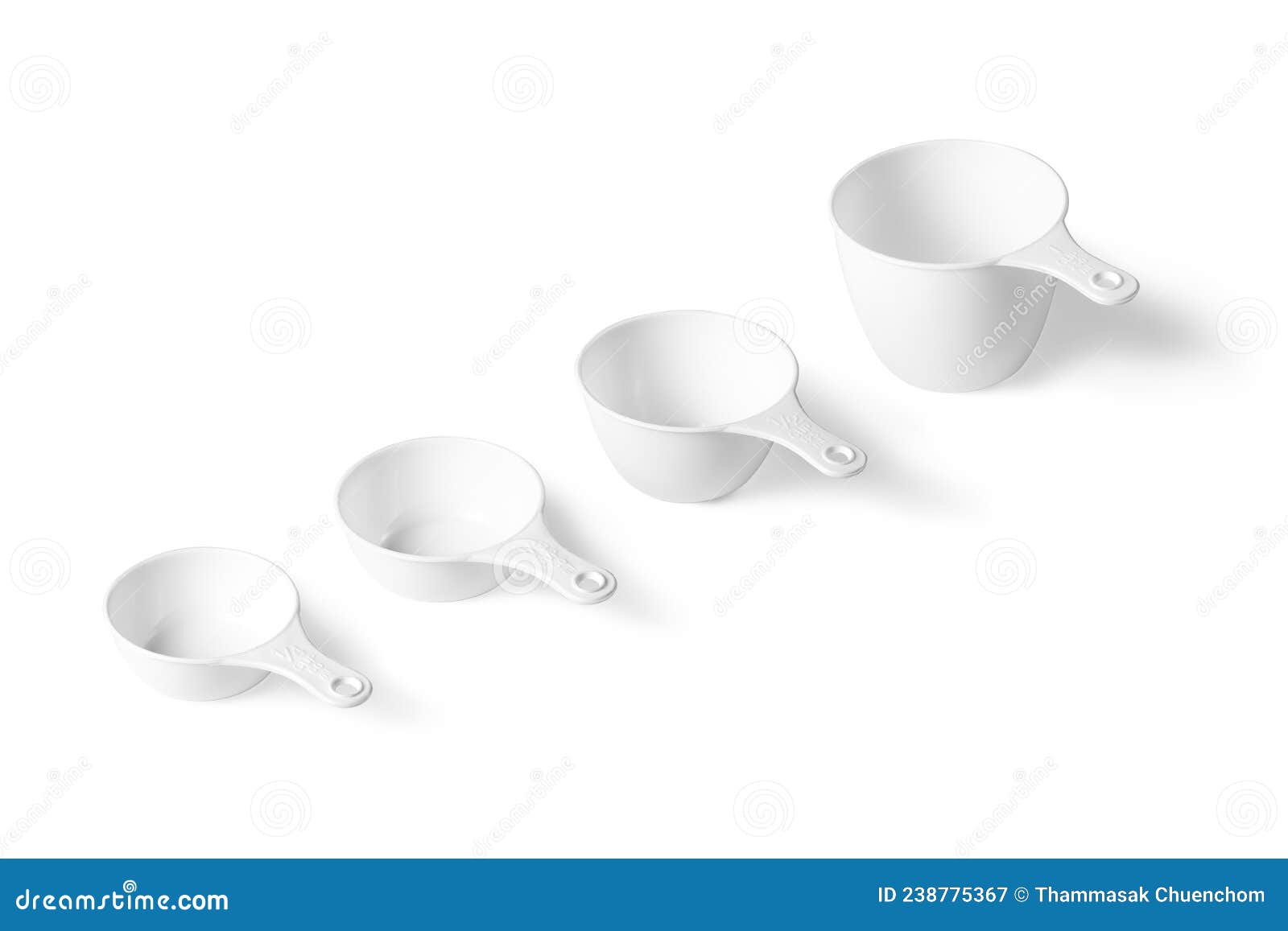 Set of Measuring Cups Lined Up, Top View, White Background Stock Image ...