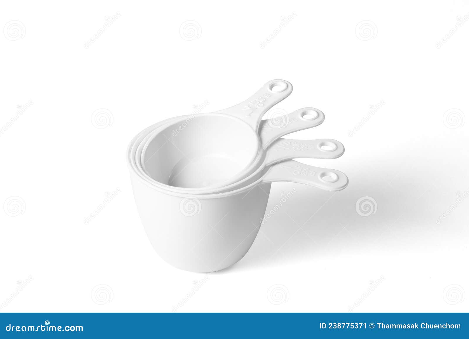 Set of Measuring Cups Lined Up, Top View, White Background Stock Image ...