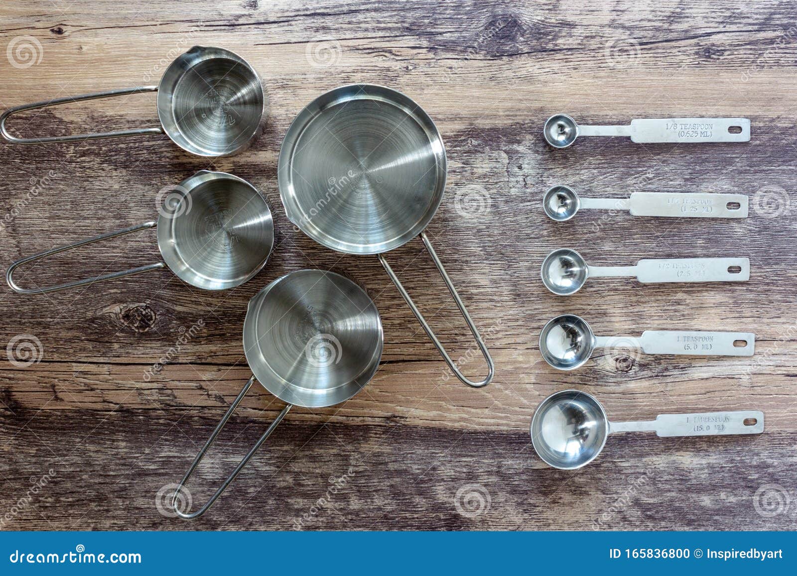 Measuring Cups and Measuring Spoon with a Handle Made from Stainless on ...