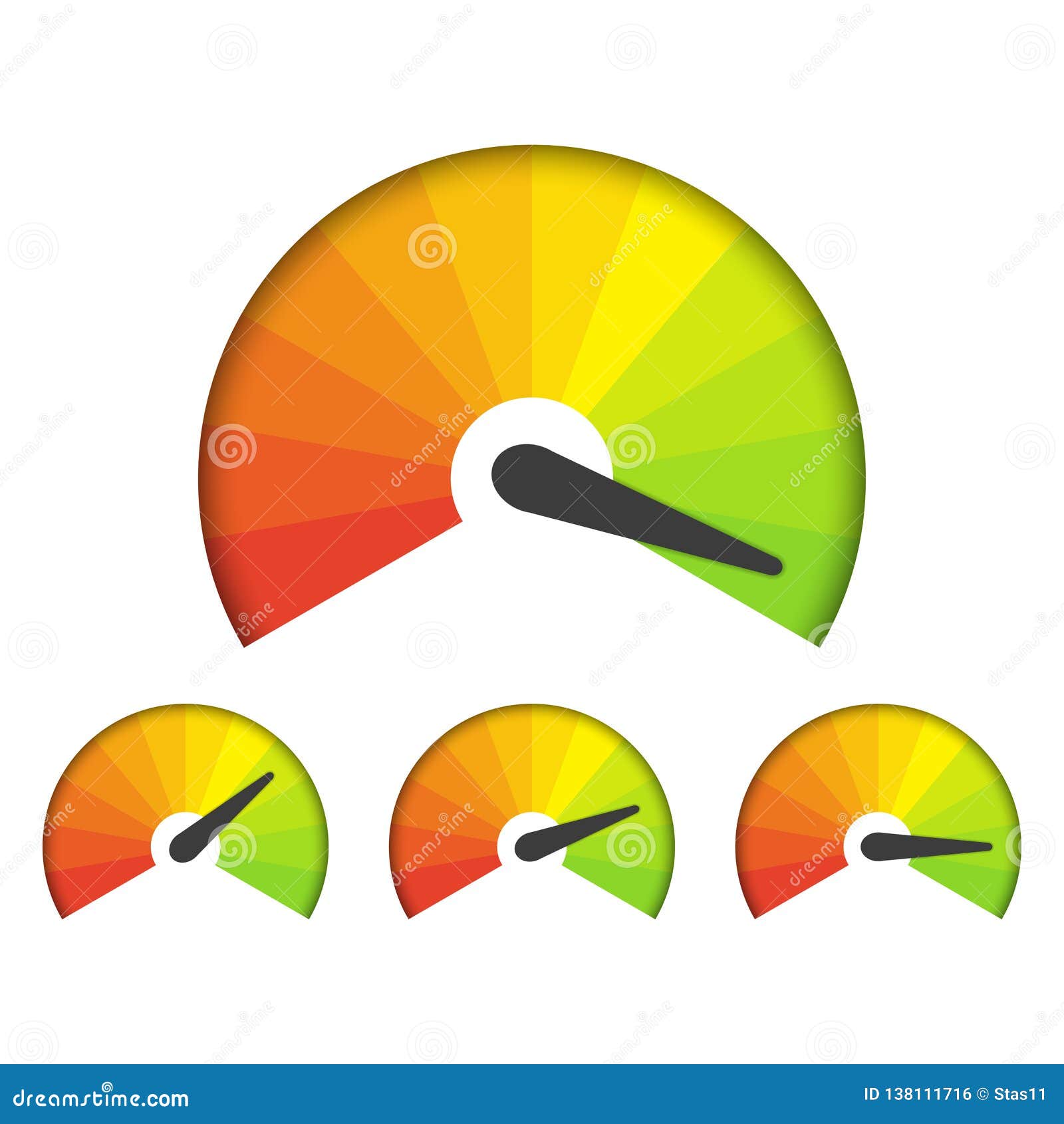 Set of Measuring Icons on a White Background. Speedometer Icons Set ...
