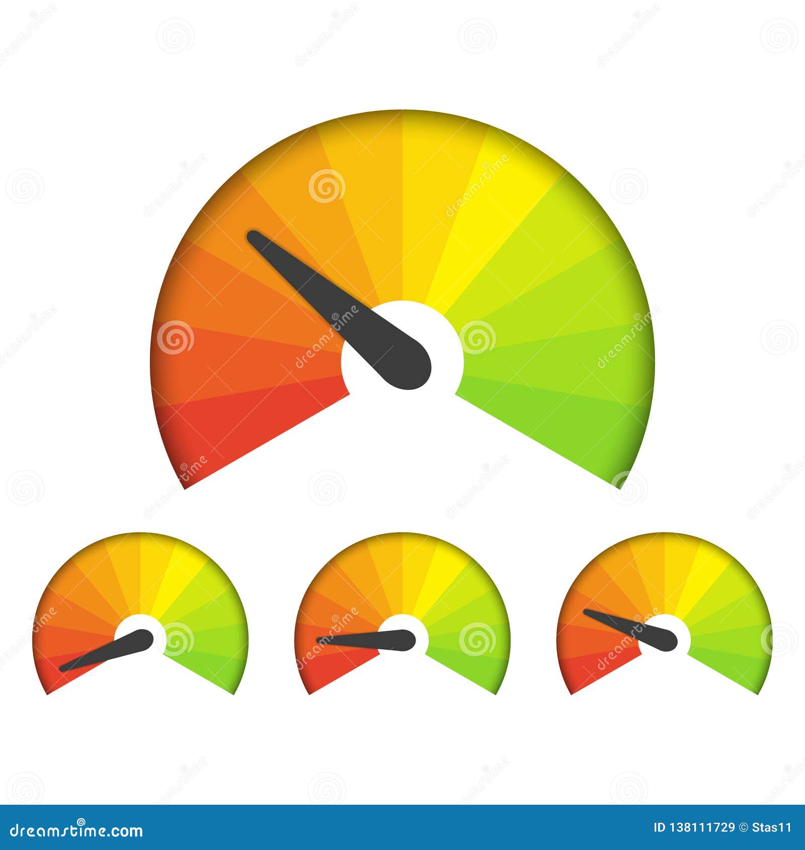 Set of Measuring Icons on a White Background. Speedometer Icons Set ...