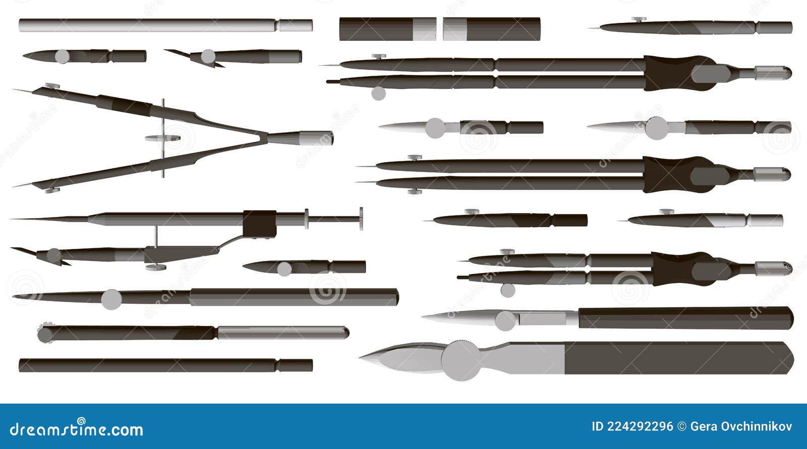 Set with Measuring Instruments. 3D Stock Vector - Illustration of ...