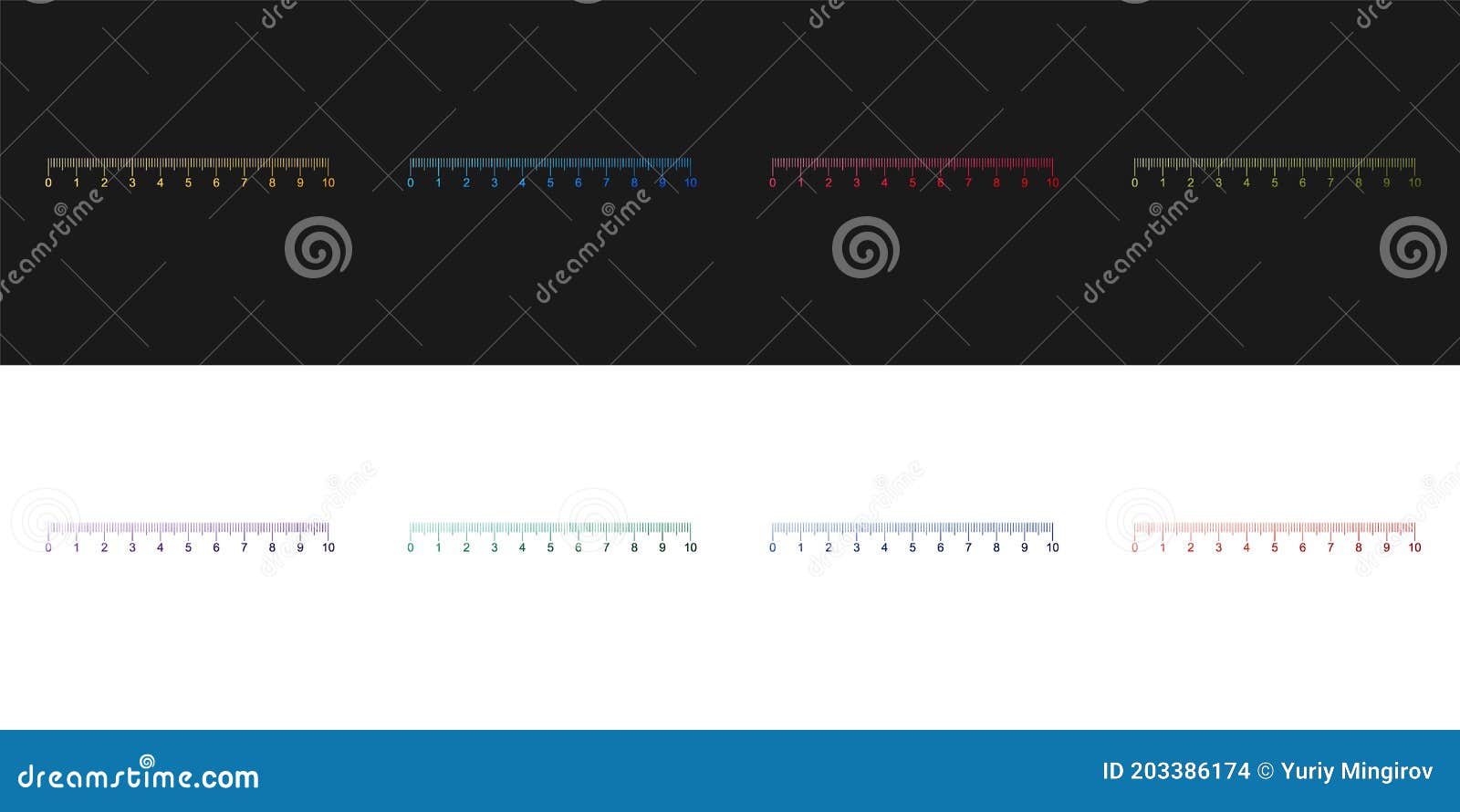 Set Measuring Scale, Markup for Rulers Icon Isolated on Black and White ...