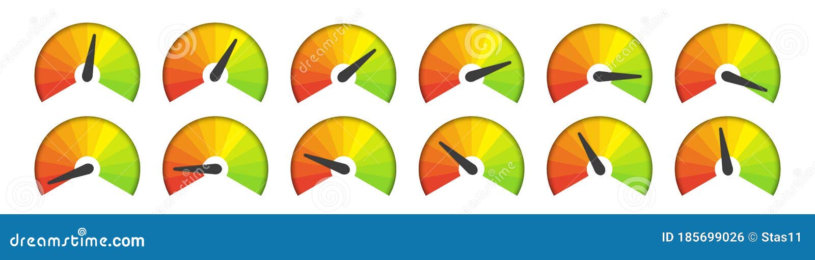 Set of Measuring Speedometer Icons on a White Background Stock Vector ...