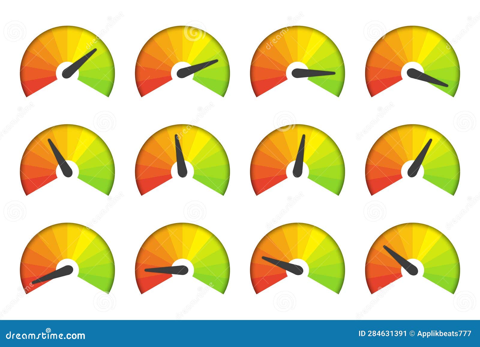 Set Of Measuring Speedometer Icons. Infographic Gauge Elements Cartoon ...