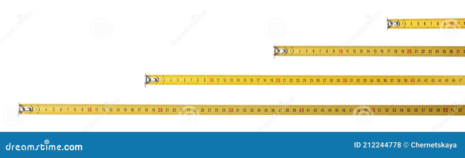 Set with Measuring Tapes on White Background, Banner Design Stock Photo ...