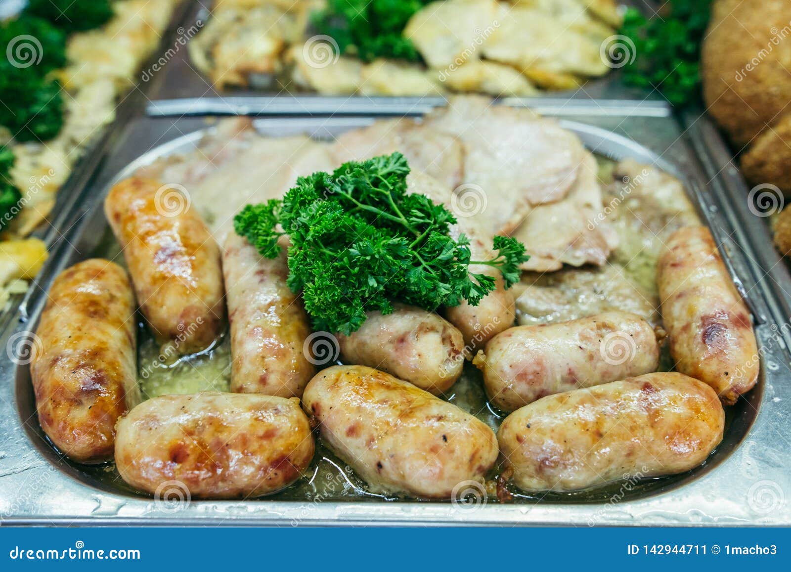 A Set of Meat Dishes in the Trays Stock Image - Image of chafing ...