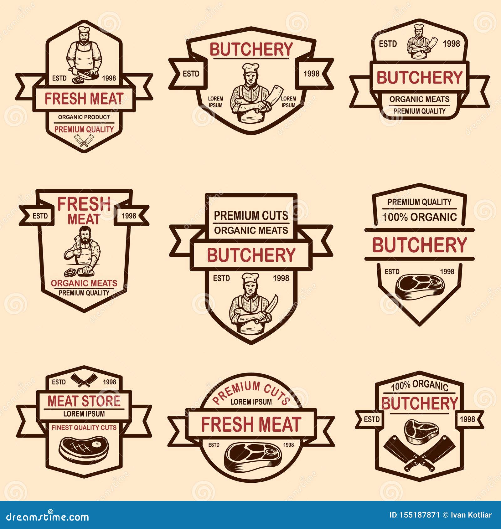Set of Meat Store Labels. Design Element for Logo, Label, Emblem, Sign ...