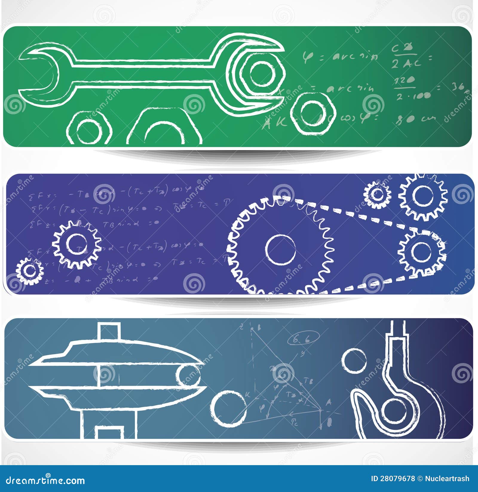 Set of mechanical banners. stock vector. Illustration of graphic - 28079678