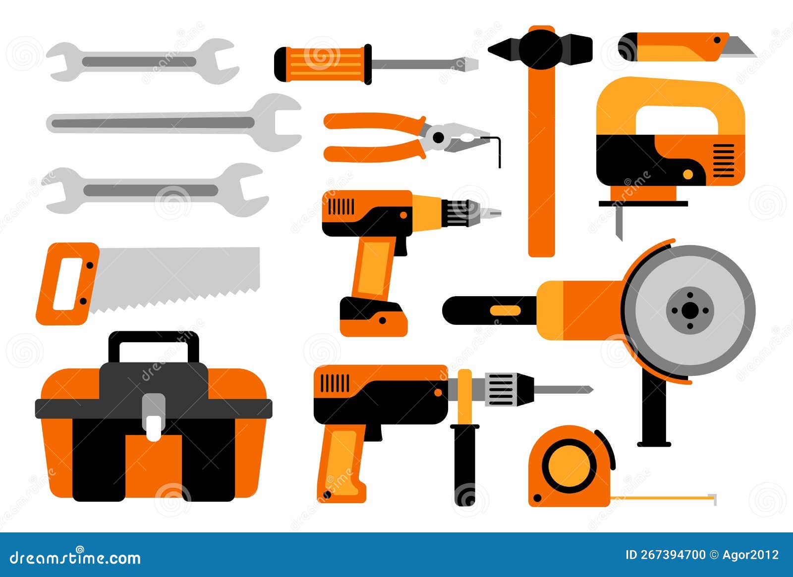 Set of Mechanical and Electrical Tools Stock Vector - Illustration of ...
