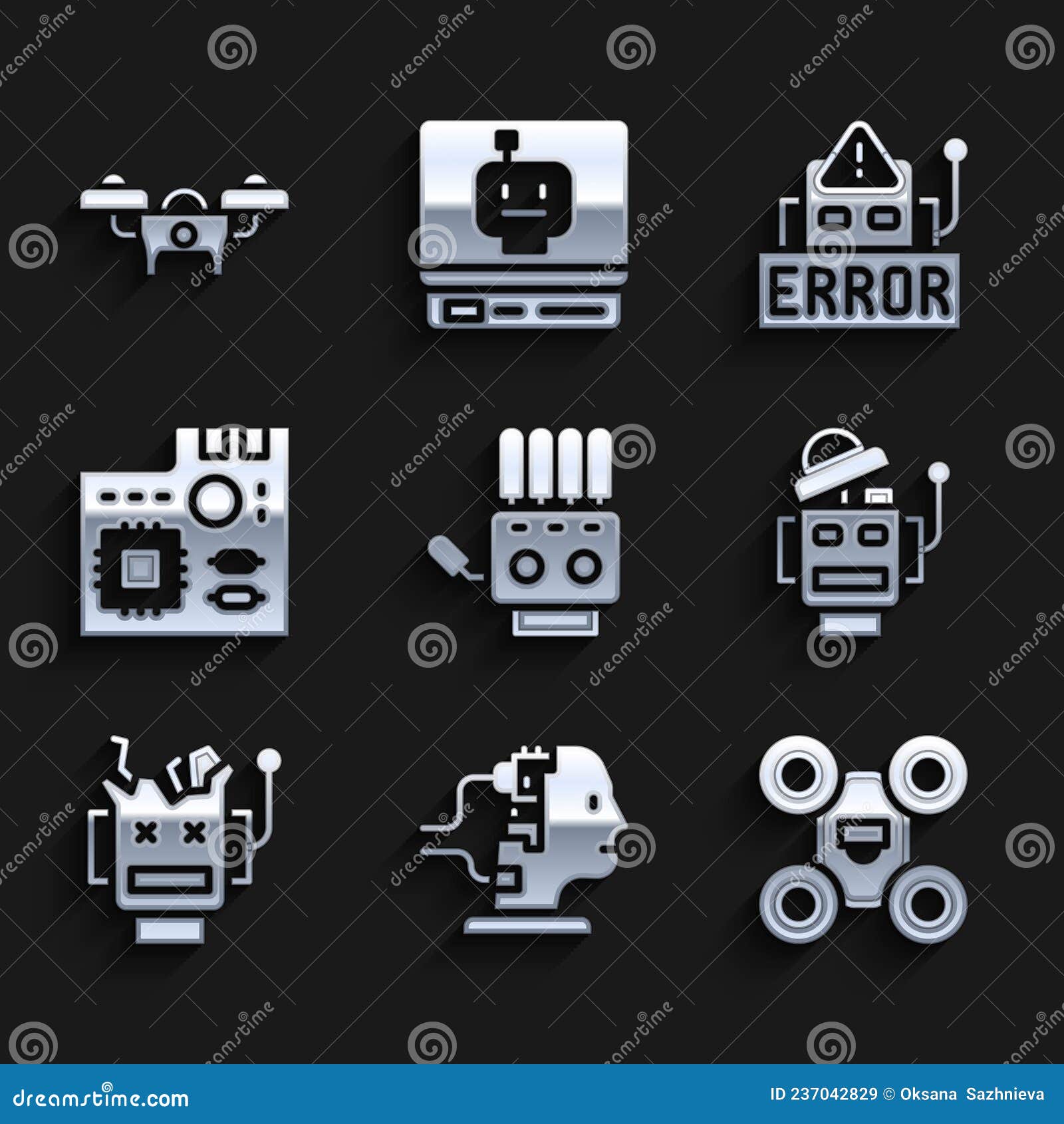 Set Mechanical Robot Hand, Robot for Maintenance, Drone, Broken ...