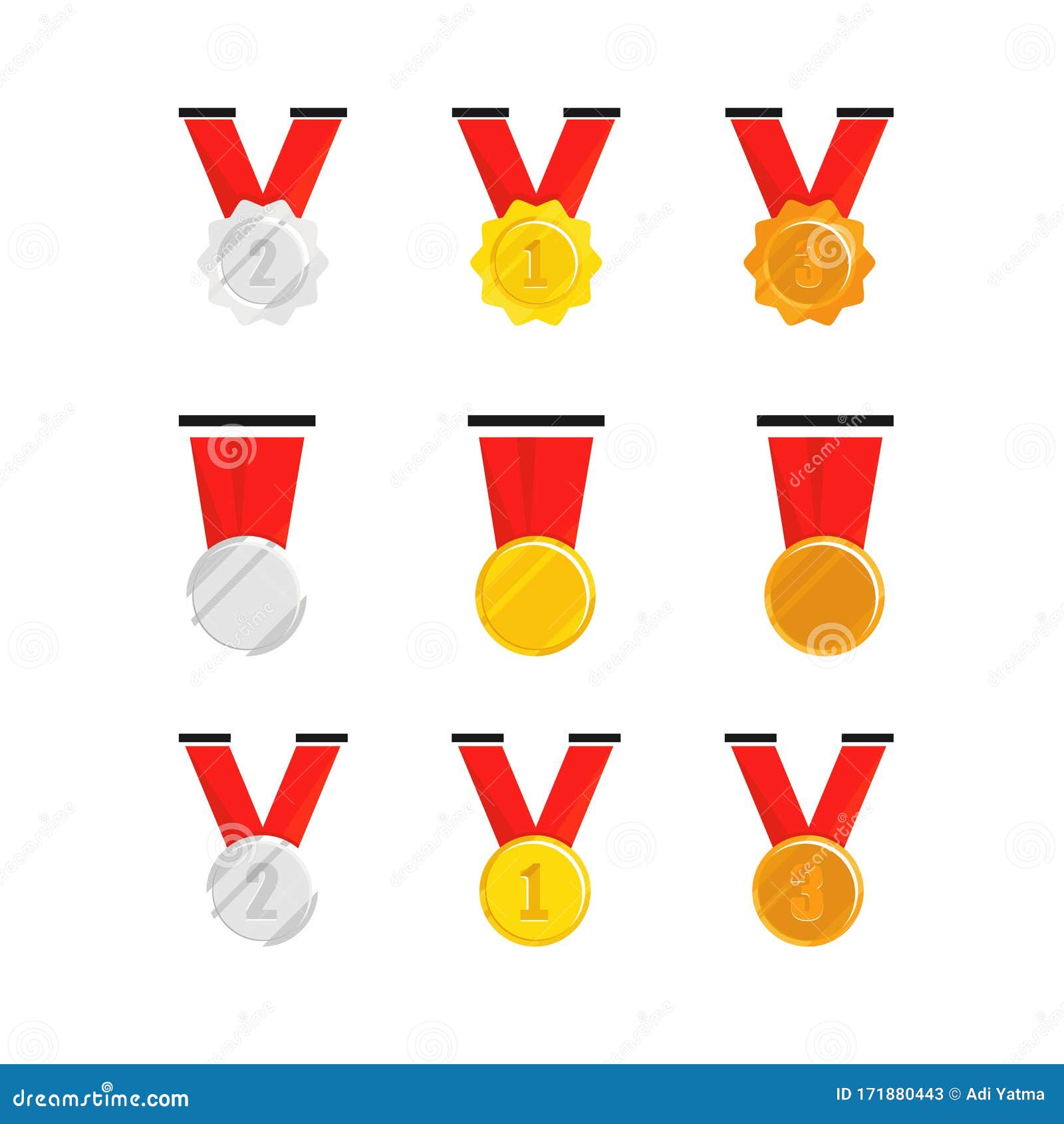Set of Medal Design Vector Isolated on White Background Stock Vector ...