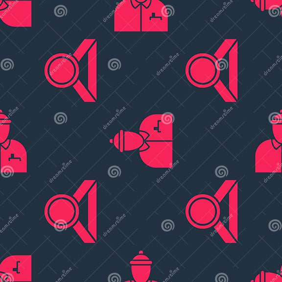 Set Medal and Hockey Coach on Seamless Pattern. Vector Stock Vector ...