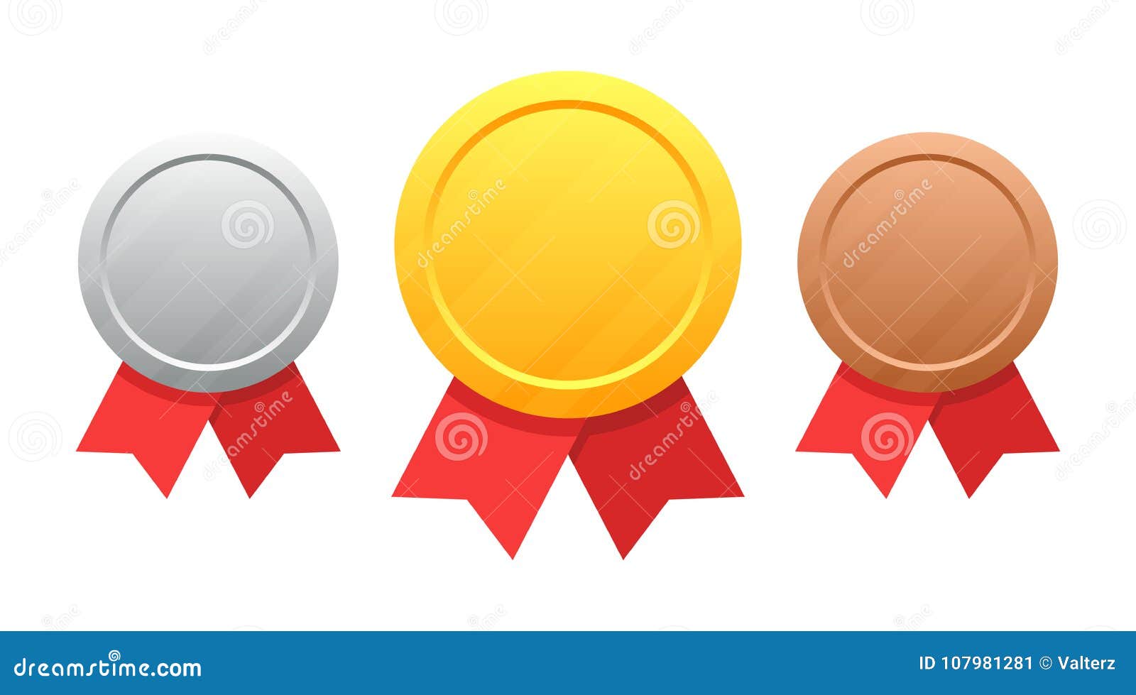 Set of Medals Gold, Silver, Bronze Vector Illustration Isolated on ...