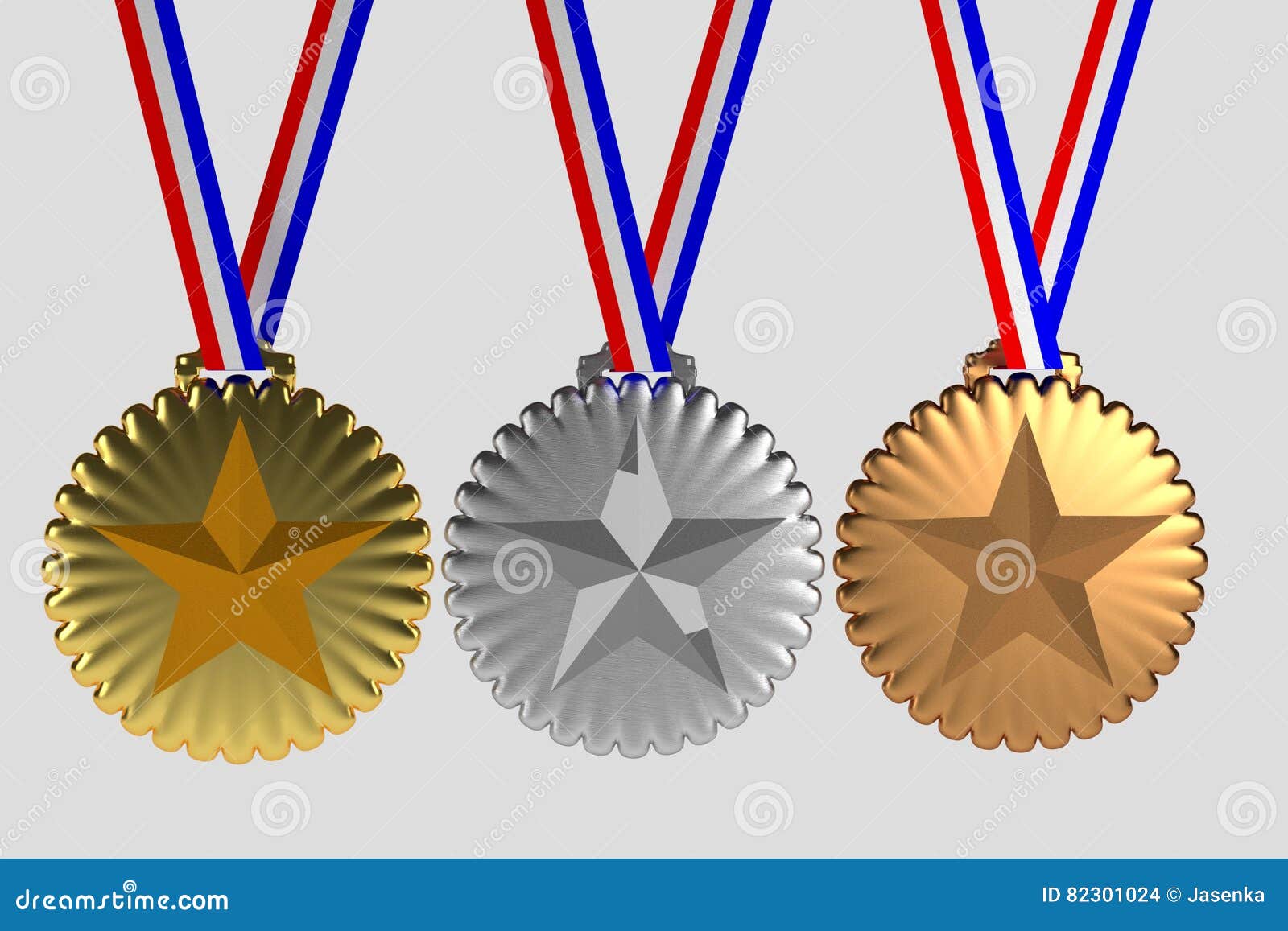Set of Medals Isolated on White Stock Illustration - Illustration of ...