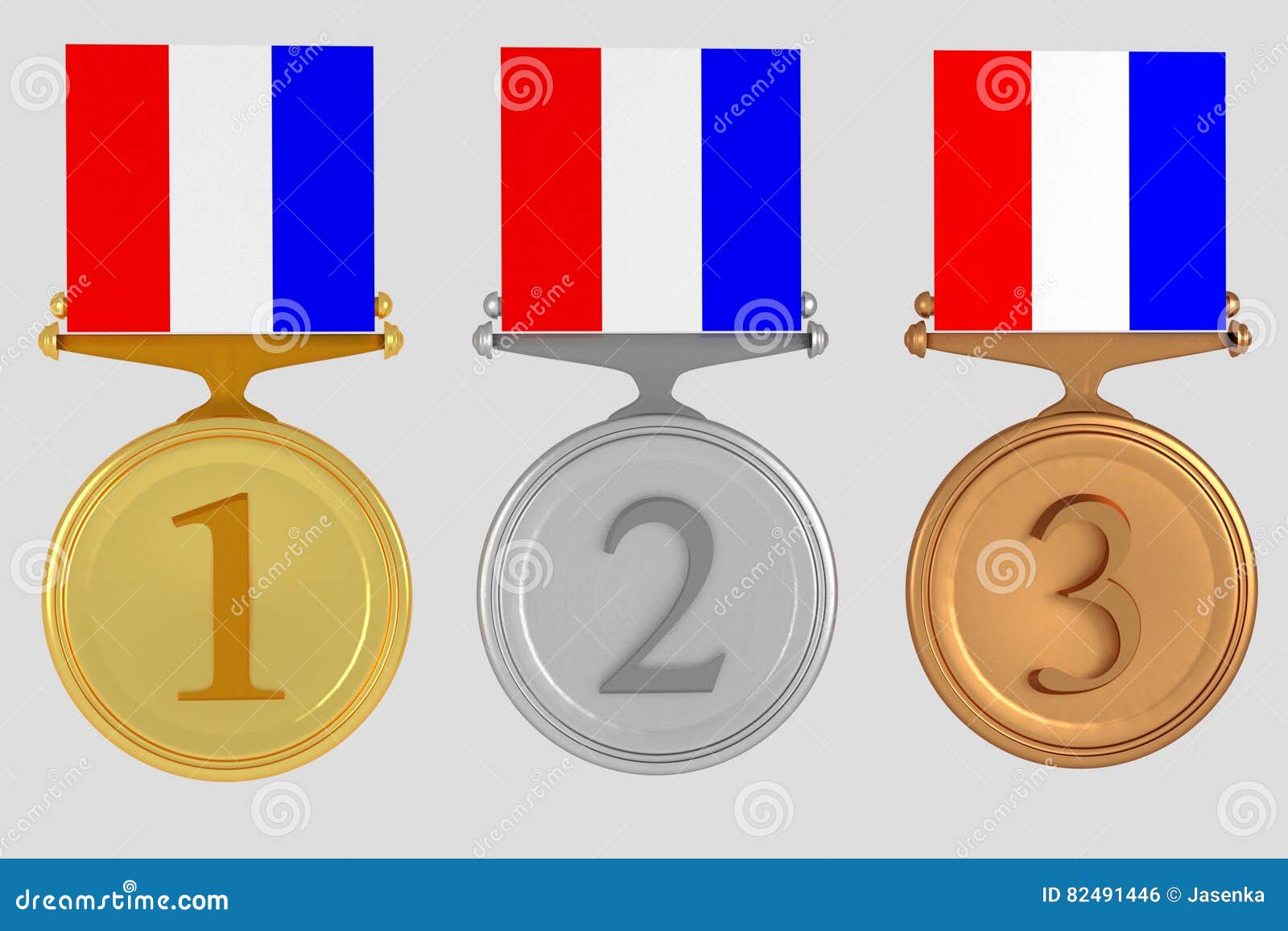Set of Medals Isolated on White Stock Illustration - Illustration of ...