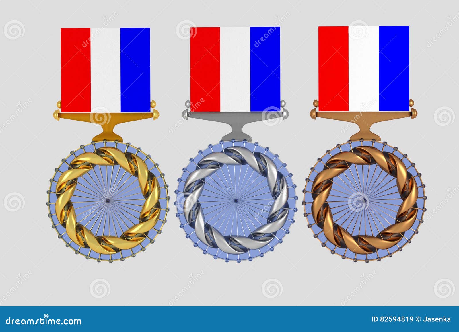 Set of Medals Isolated on White Stock Illustration - Illustration of ...