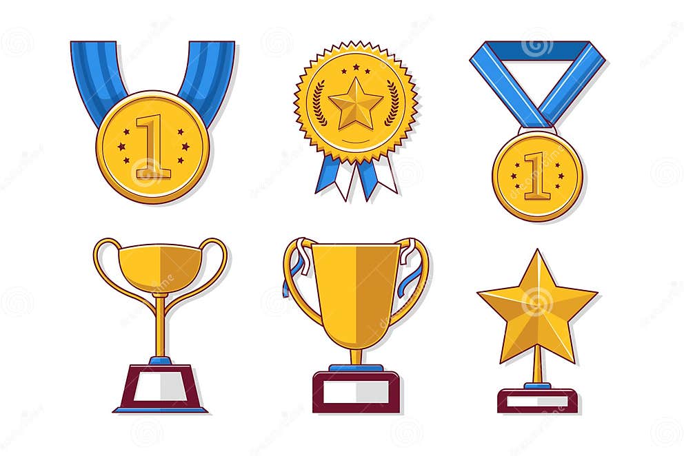 Set Collection of Medals and Trophy Element Stock Illustration ...