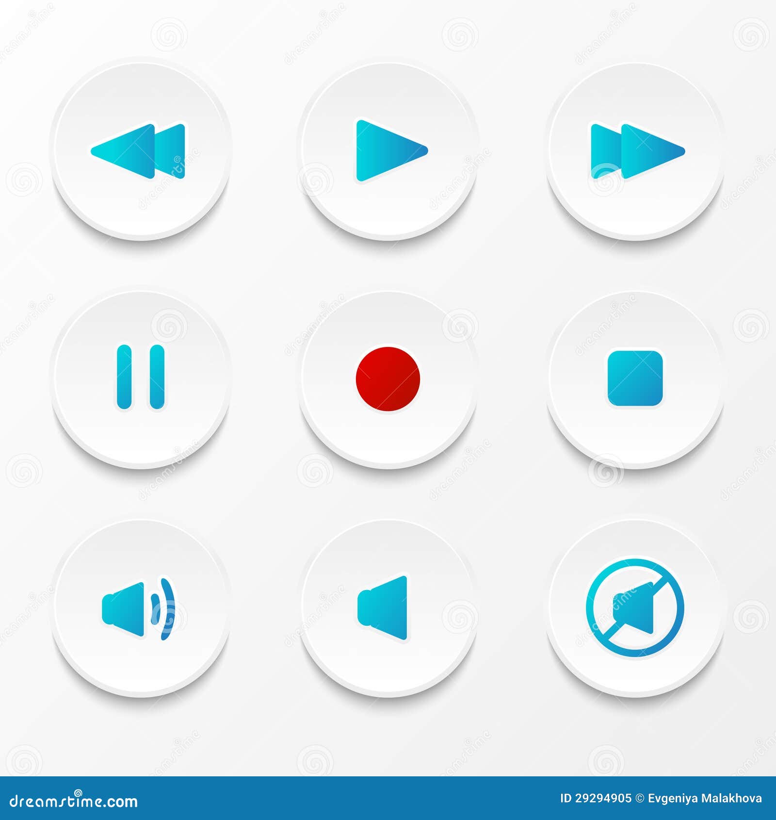 Set of media buttons stock vector. Illustration of media - 29294905