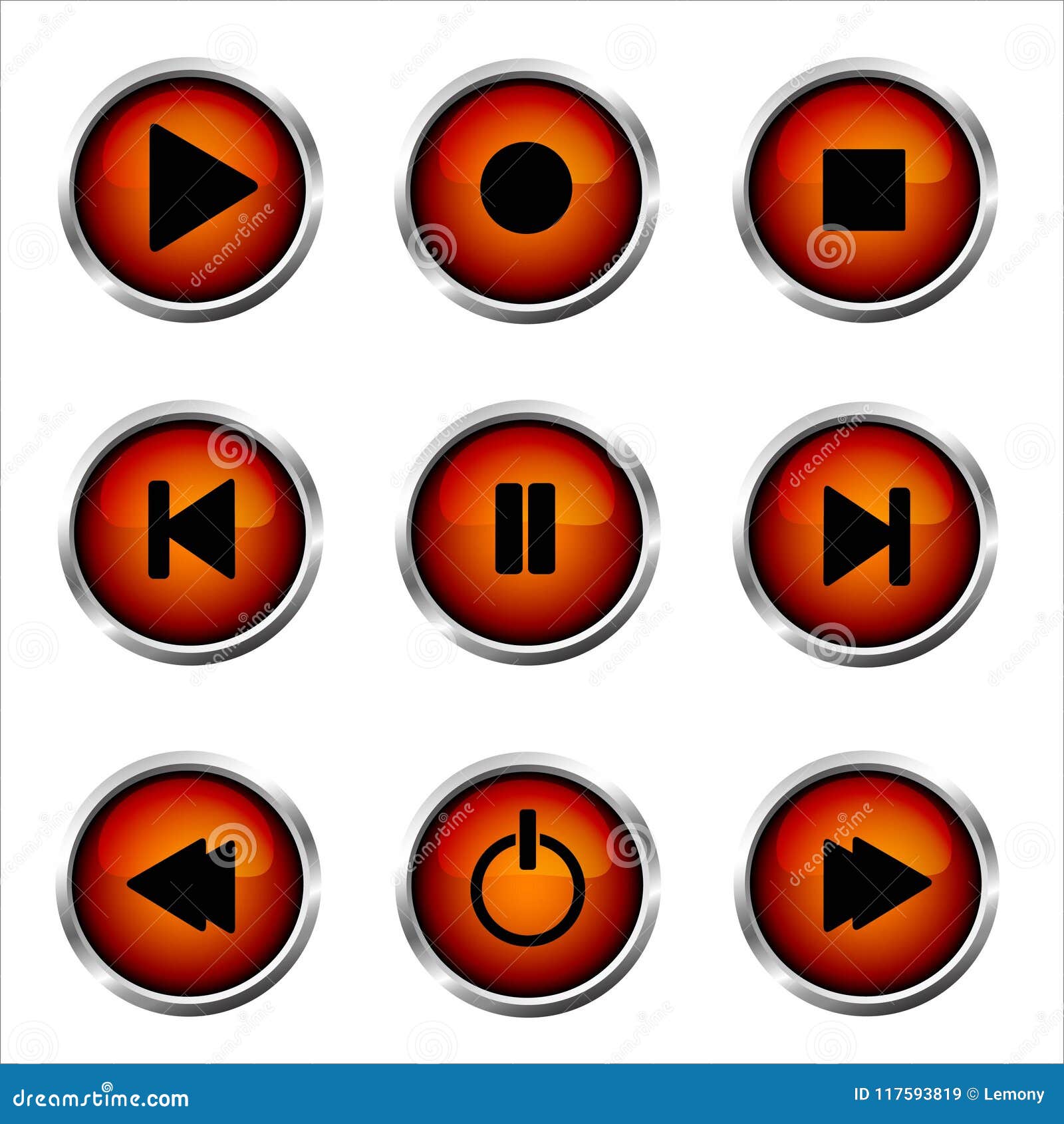 Set of media buttons stock vector. Illustration of reload - 117593819