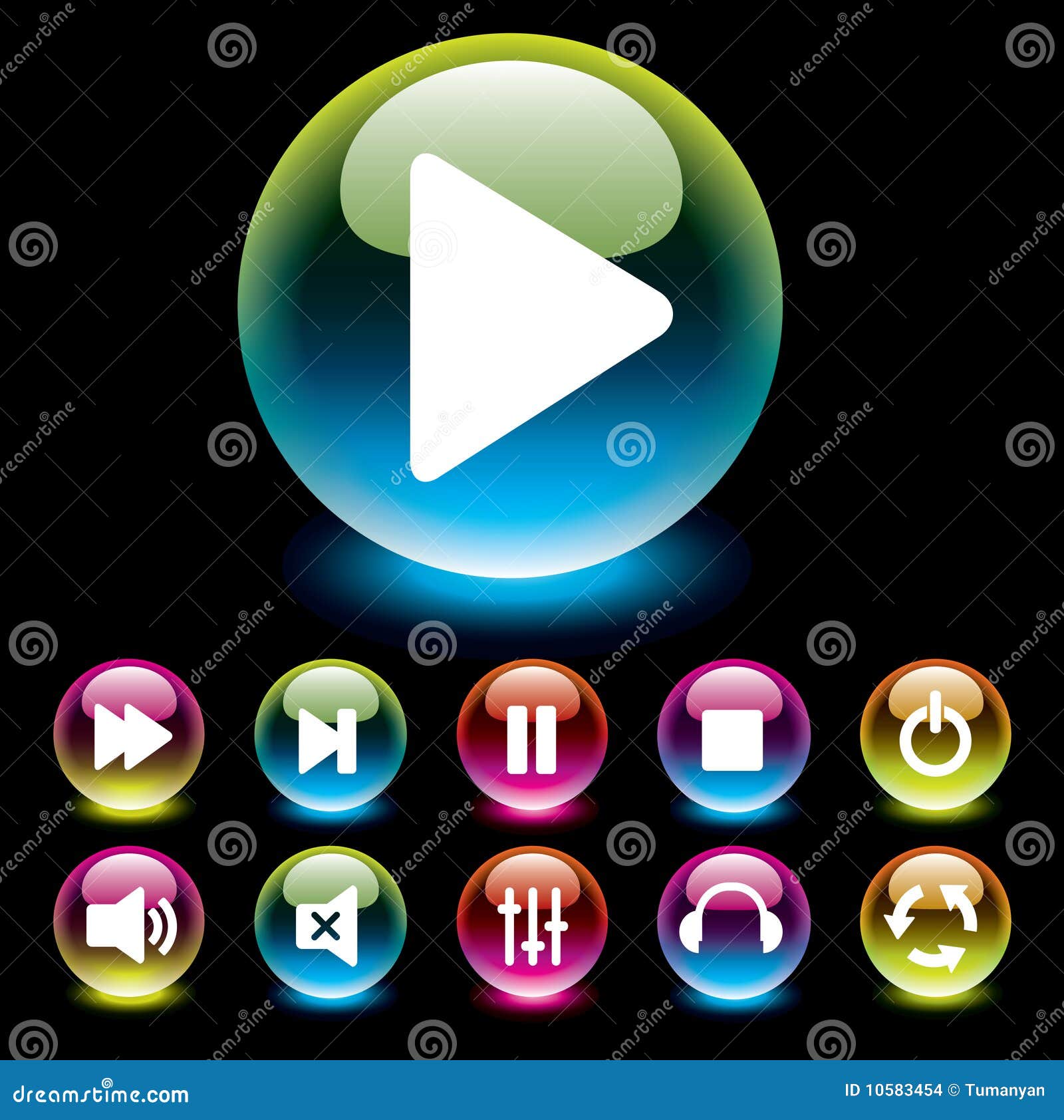 Set of Media Buttons for Web Design. Stock Vector - Illustration of ...