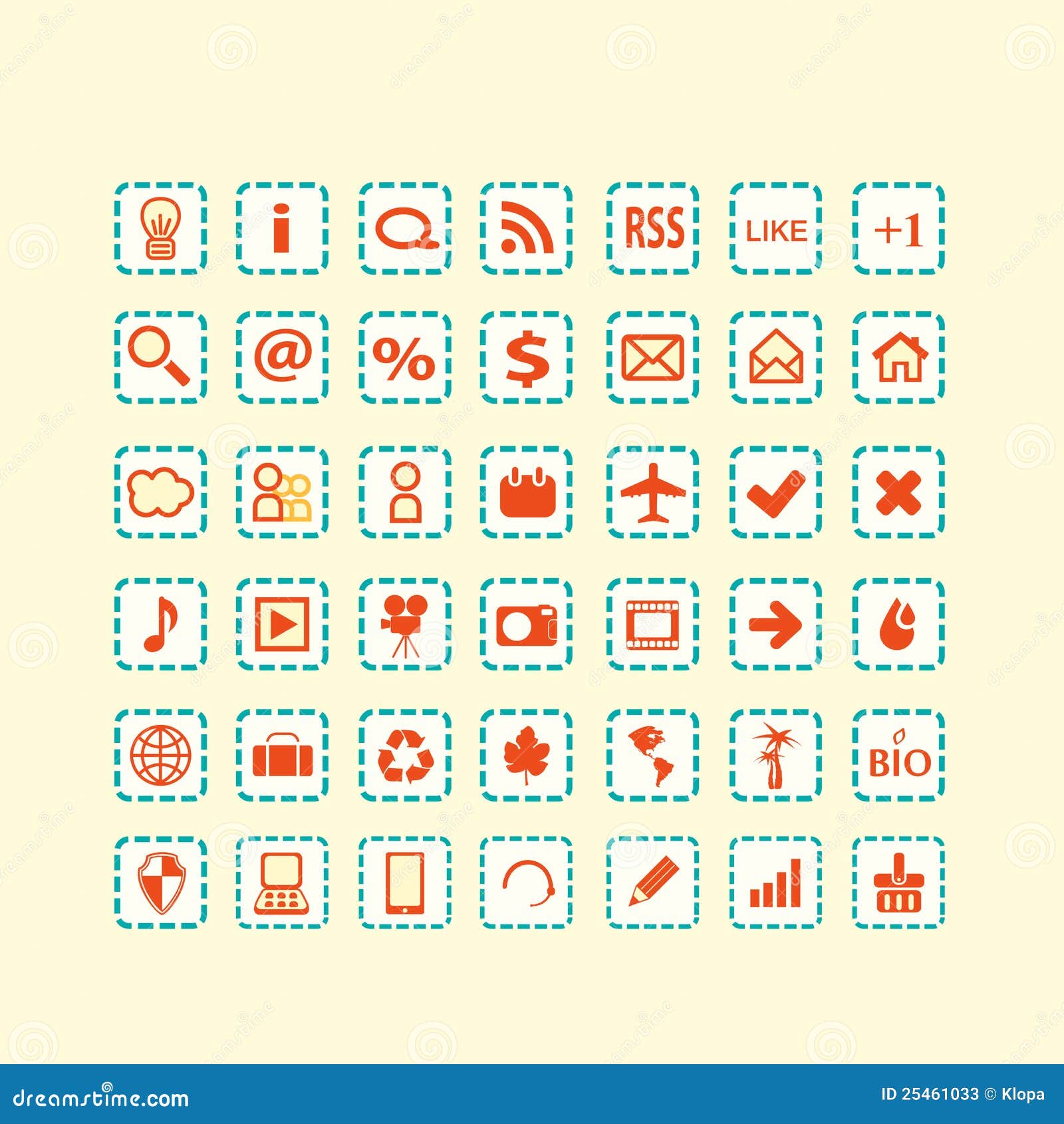 Set of Media Computer Square Icons Stock Vector - Illustration of ...