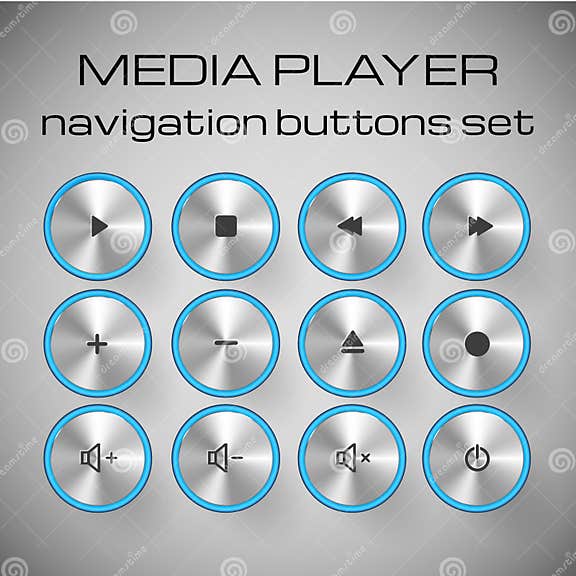 Set of Media Control Buttons. Stock Vector - Illustration of forward ...