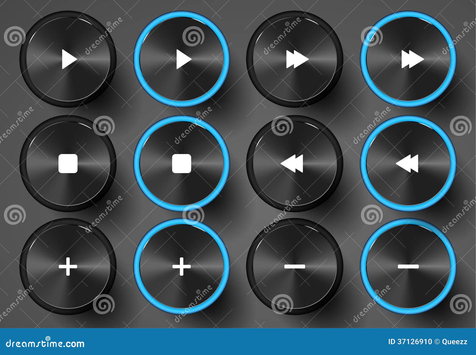 Set of Media Control Buttons. Stock Vector - Illustration of glossy ...