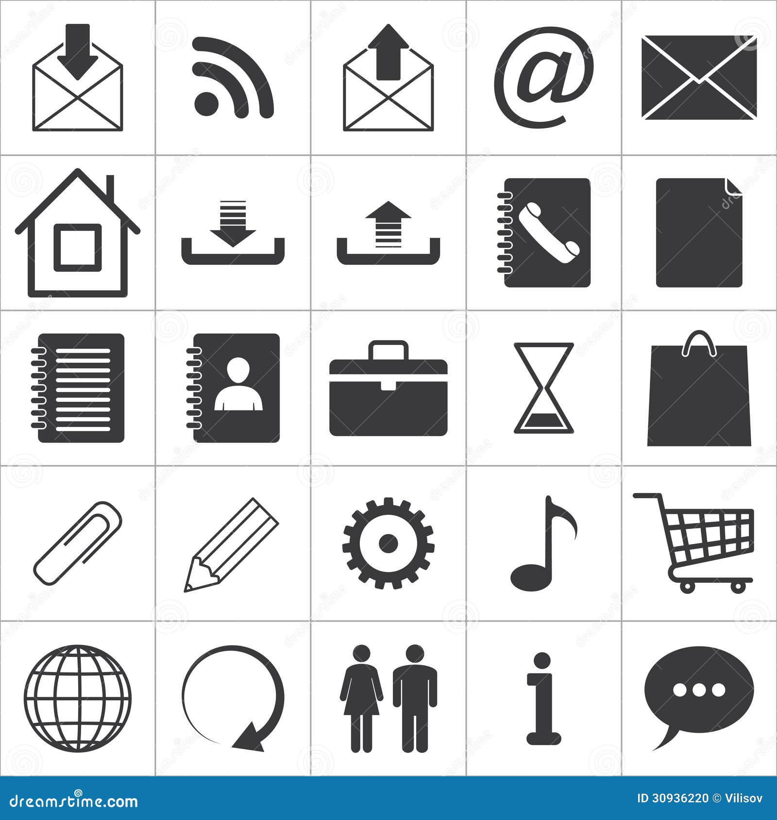 Set of media icons stock vector. Illustration of lock - 30936220