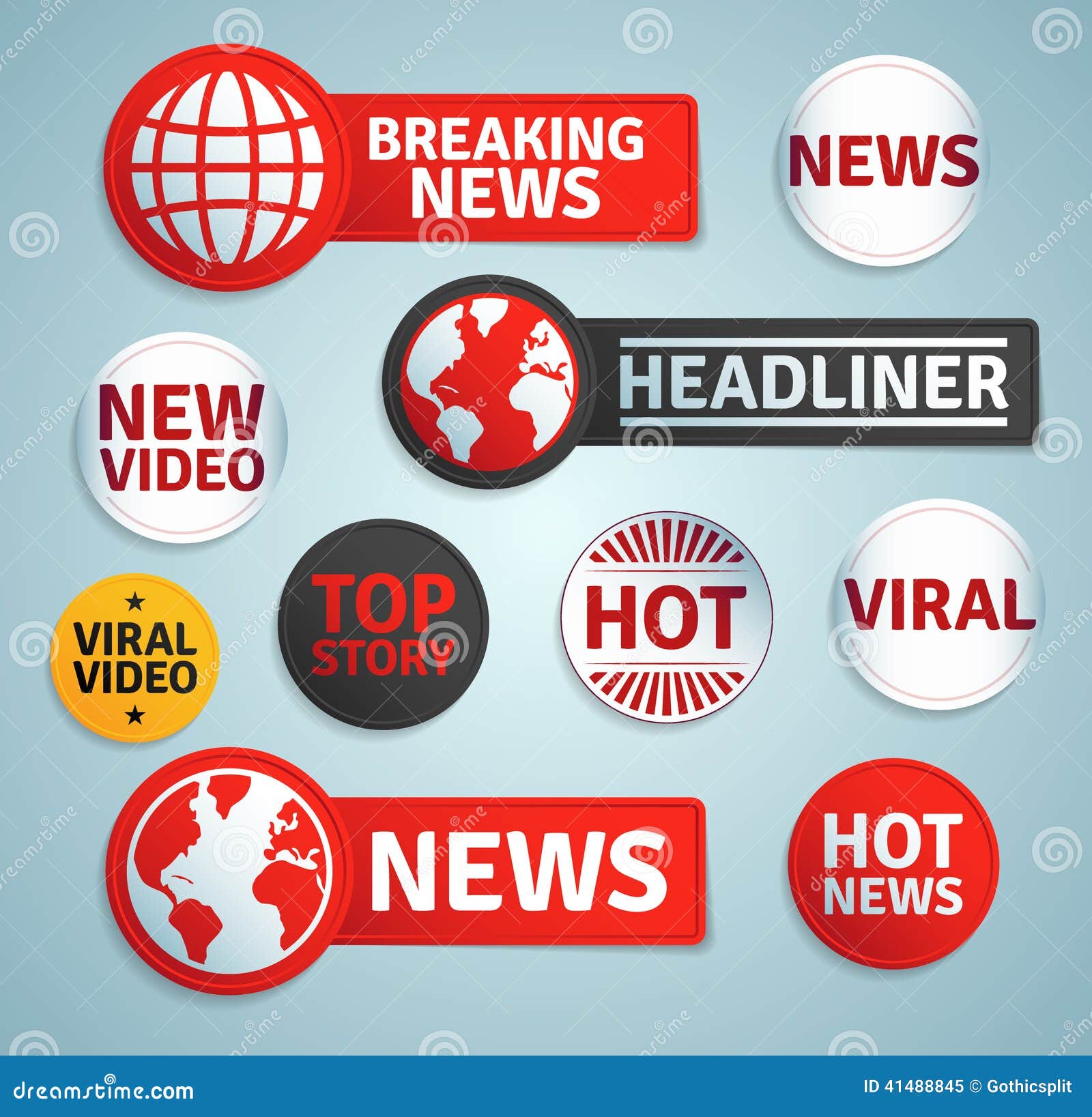 Set of media labels stock vector. Illustration of effect - 41488845