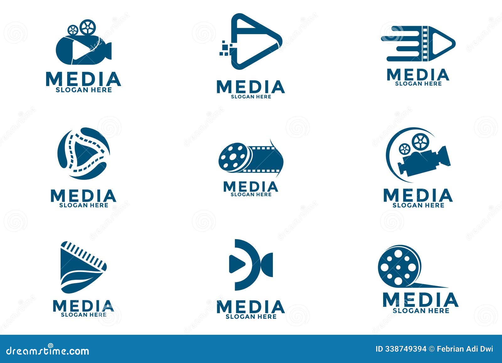 Set of Media Logo Vector Template, Creative Play Button Logo Design ...