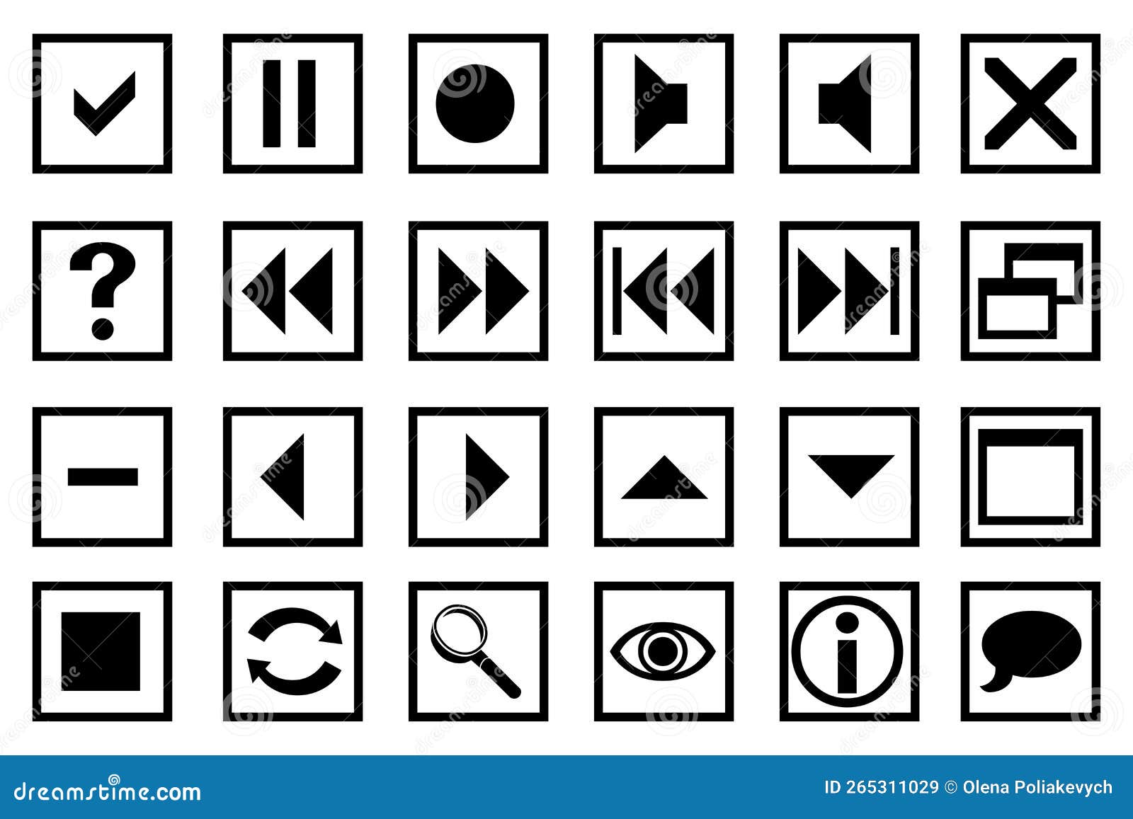 Set Media Player Buttons. Computer Interface. Vector Illustration ...