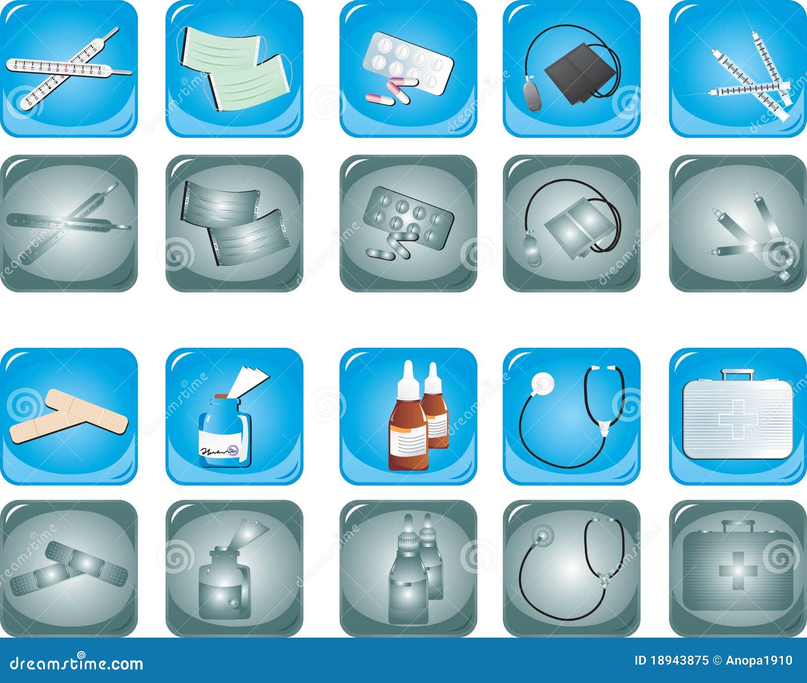 Set of medical Buttons stock vector. Illustration of patient - 18943875
