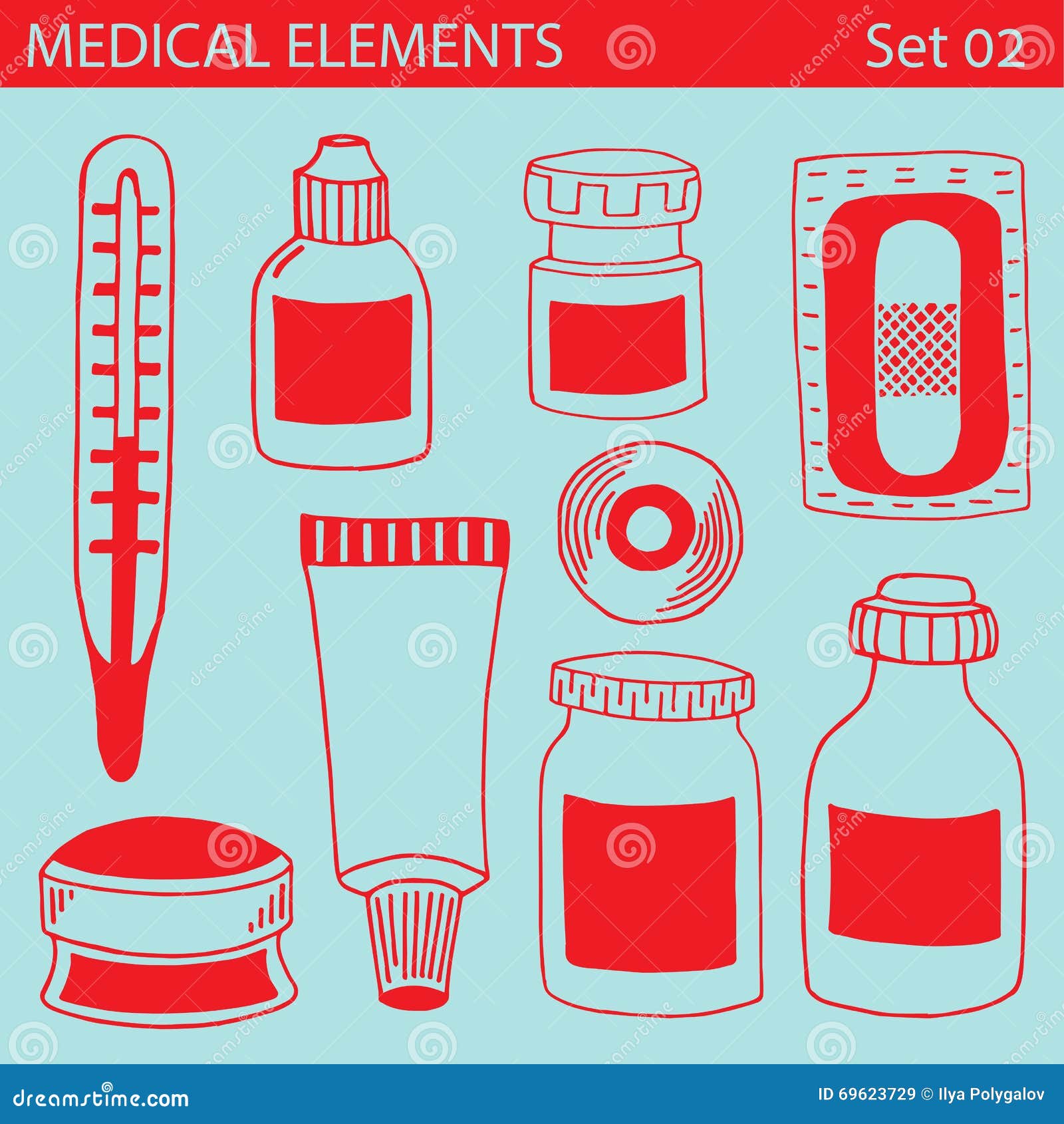 Set of medical elements stock illustration. Illustration of service ...