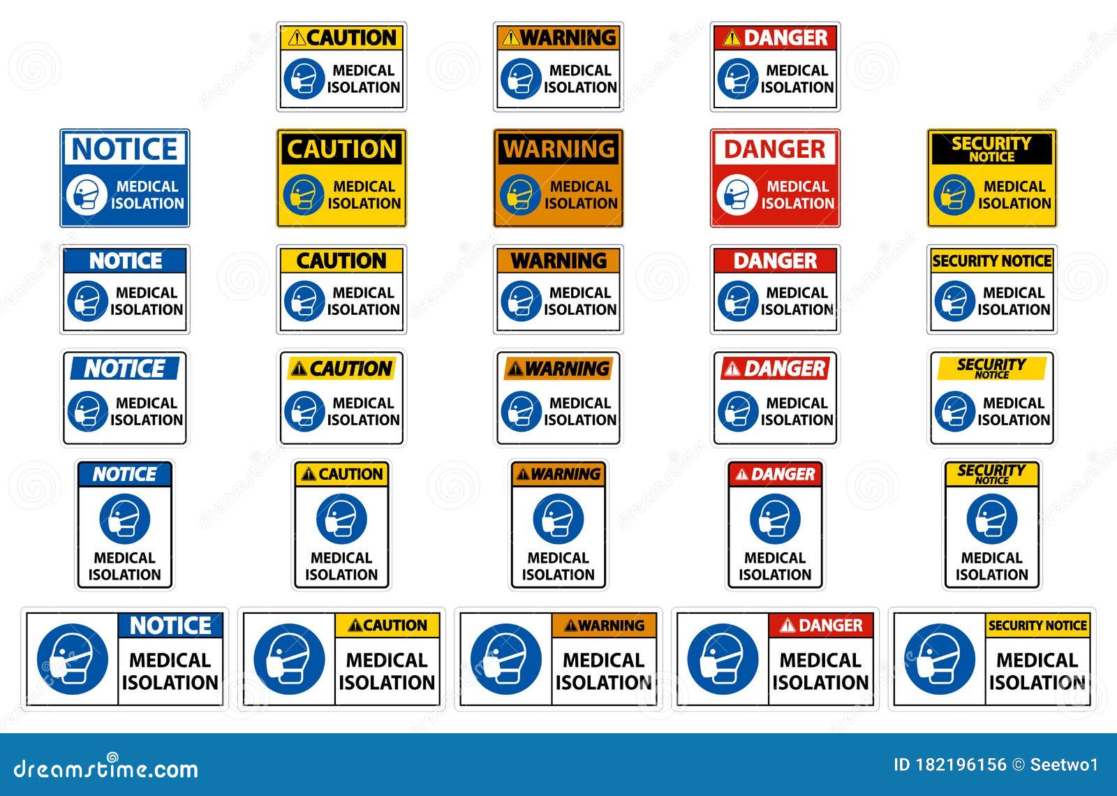 Set Medical Isolation Sign Isolate on White Background,Vector ...