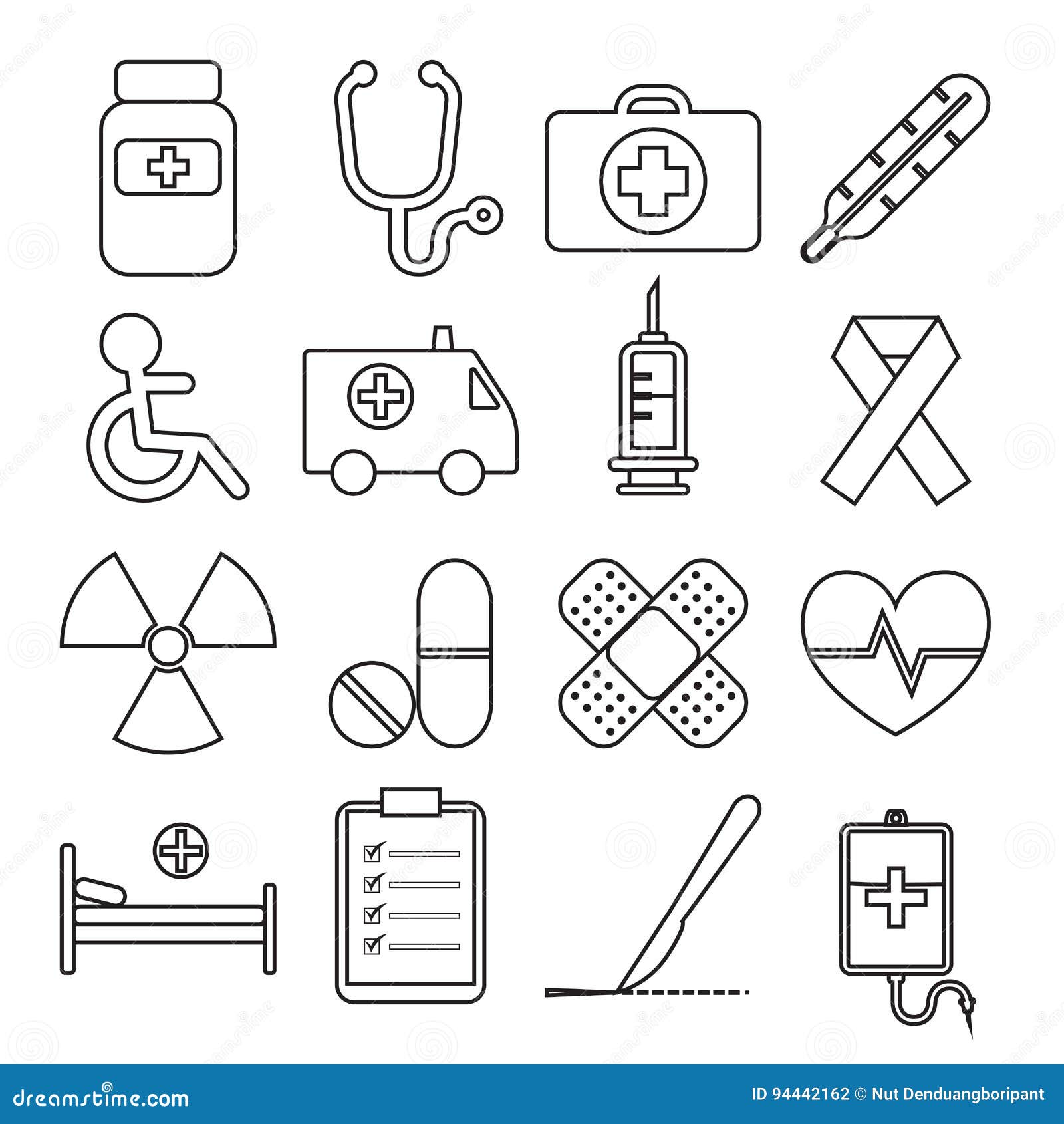 Set of Medical Line Icon stock vector. Illustration of pulse - 94442162