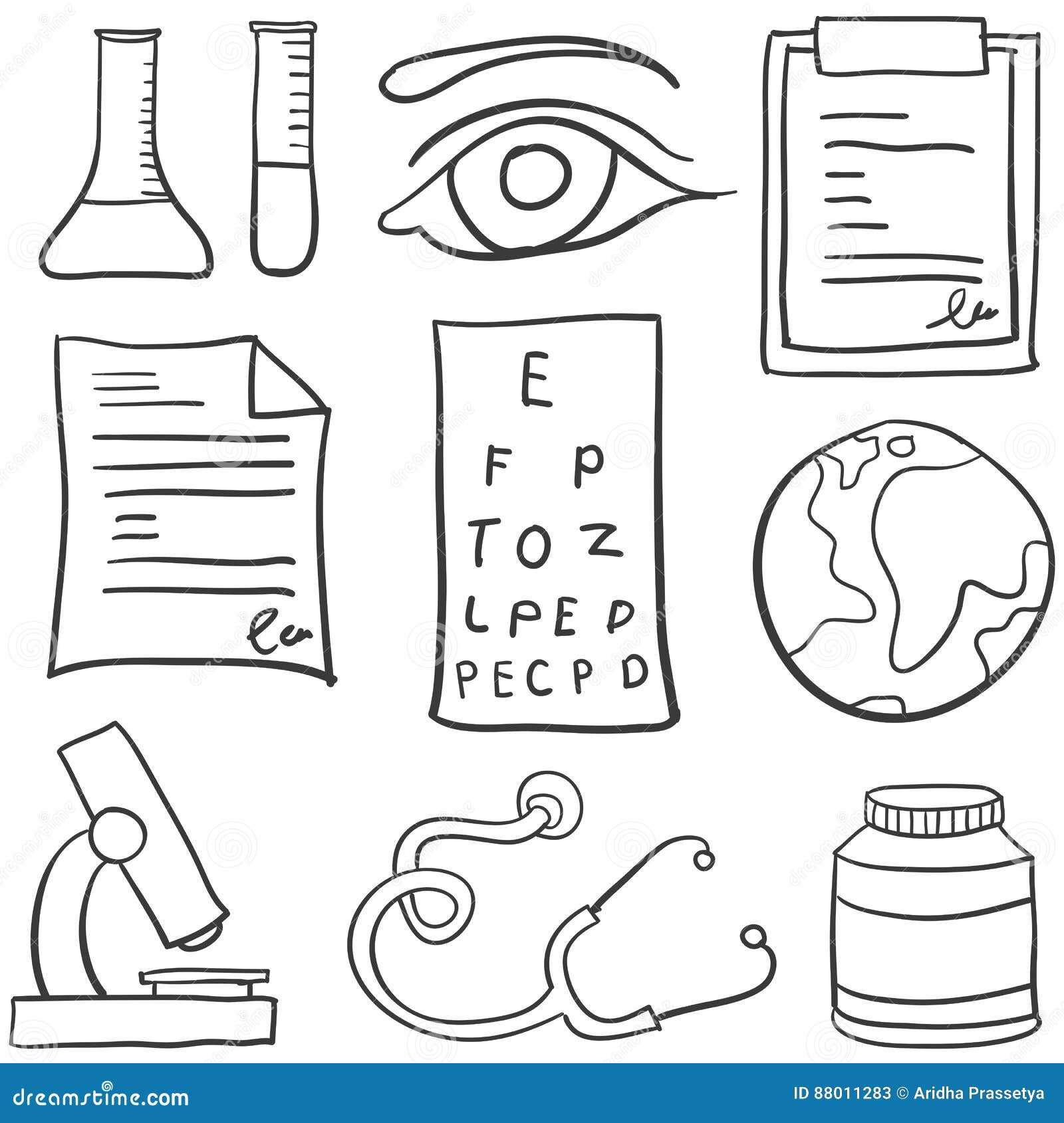 Set of Medical Object Hand Draw Doodles Stock Vector - Illustration of ...