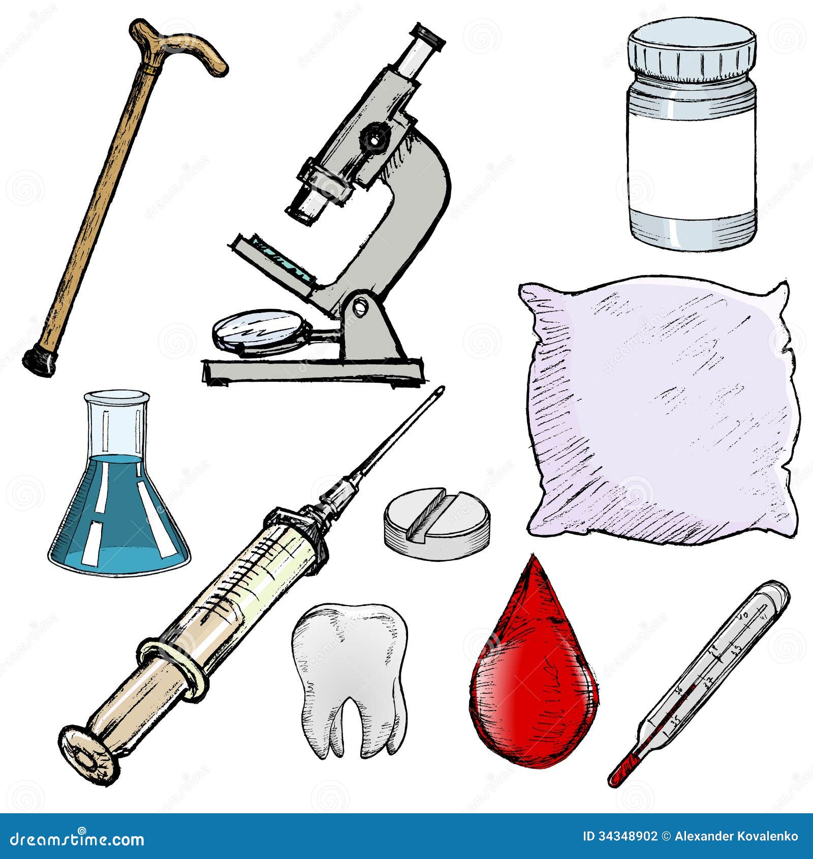 Set of medical objects stock vector. Illustration of stick - 34348902
