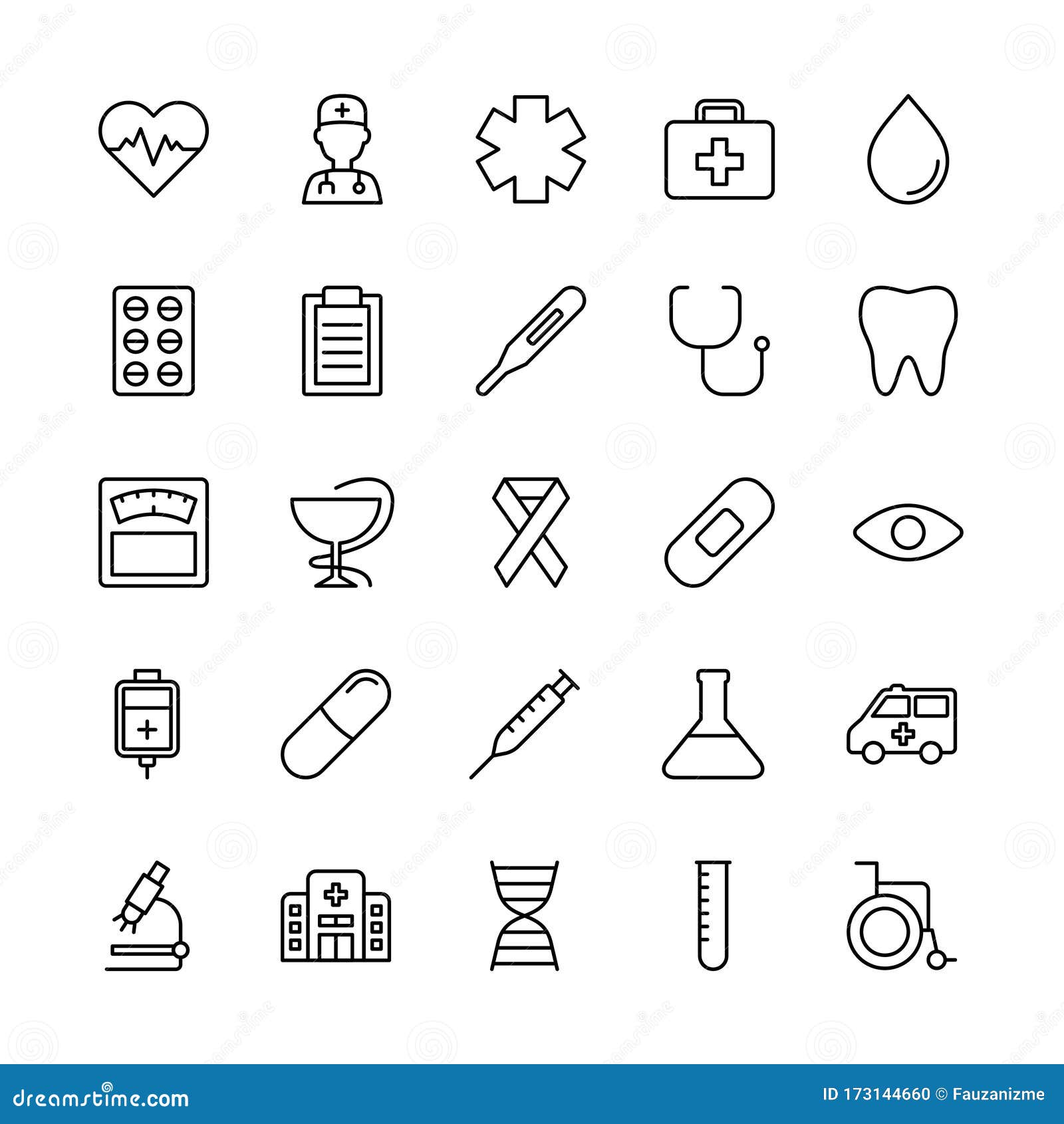 Set of Medical Outline Icon Style Stock Vector - Illustration of icons ...