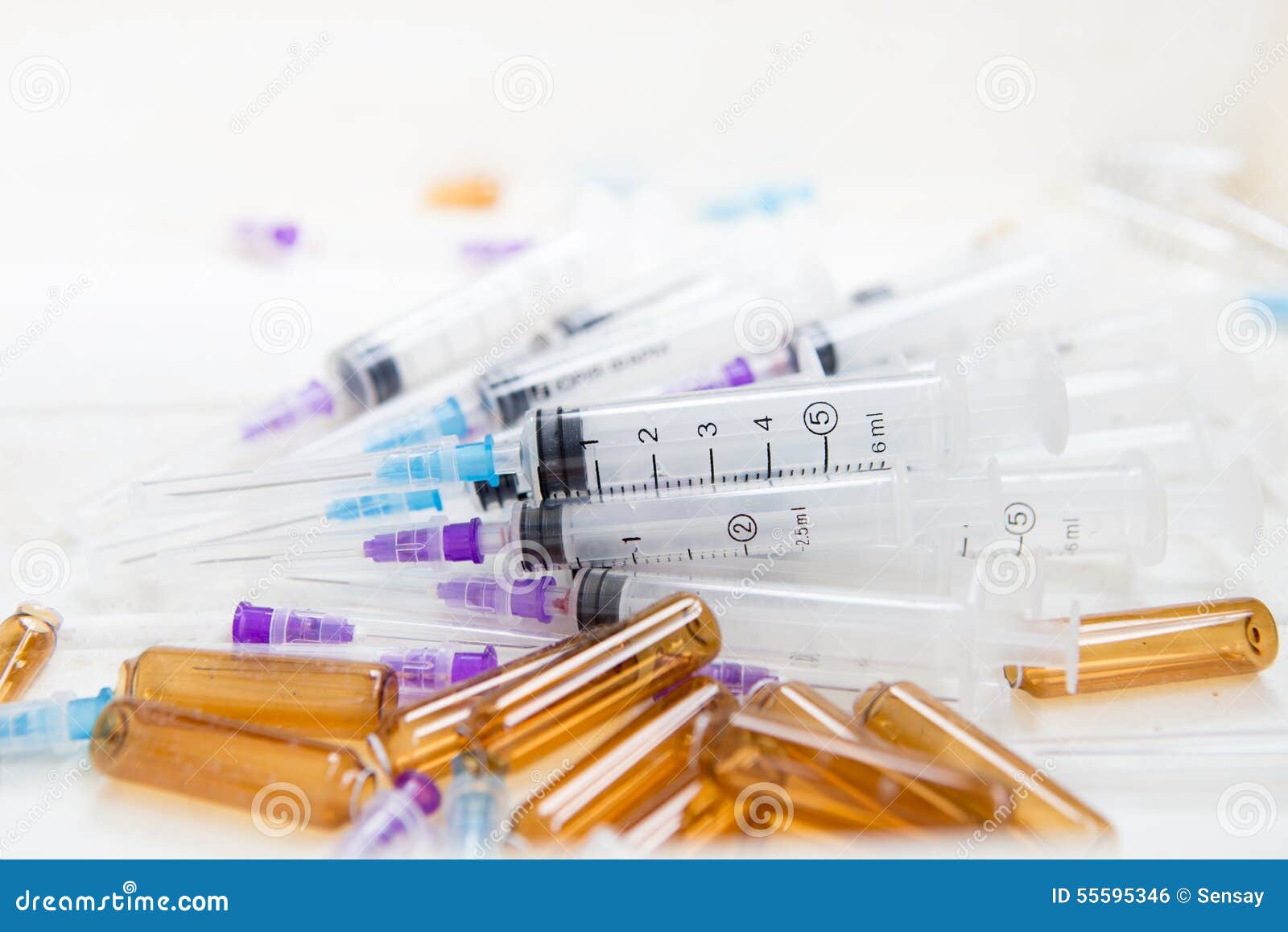 Set of Medical Syringes and Vials Stock Photo - Image of syringe ...